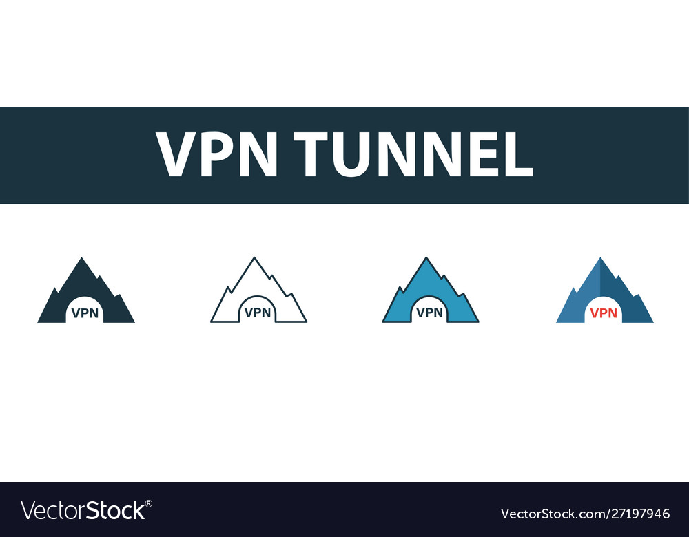 Vpn tunnel icon set four simple symbols Royalty Free Vector Vpn tunnel icon set four simple symbols Royalty Free Vector