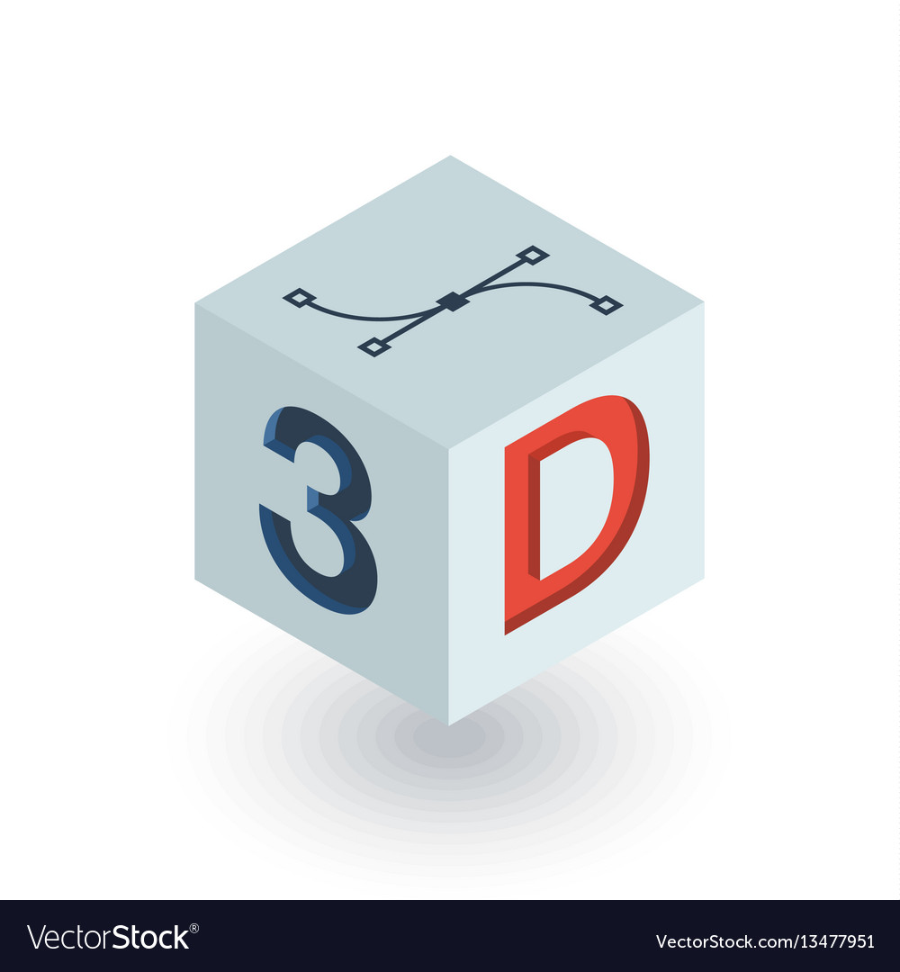 3d-word-written-on-cube-isometric-flat-icon-vector-image