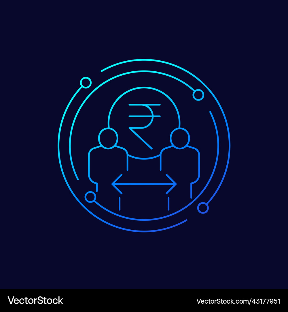 Rupee and people line icon design Royalty Free Vector Image