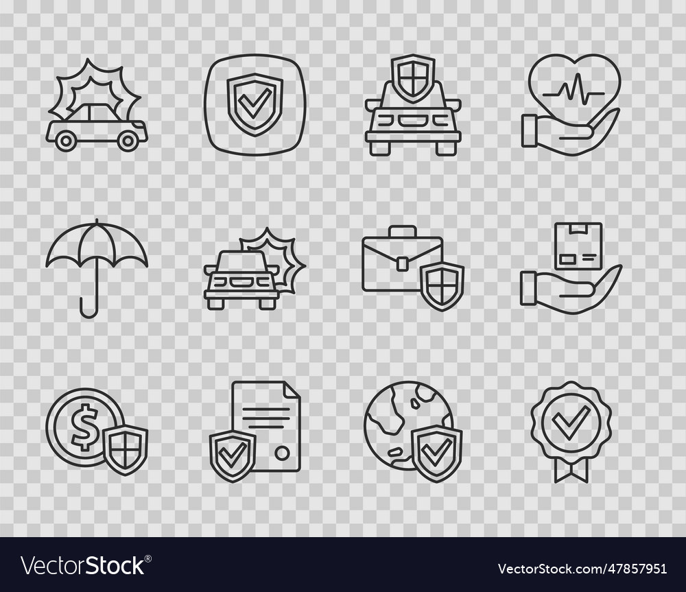 Set line money with shield approved and check Vector Image Set line money with shield approved and check Vector Image