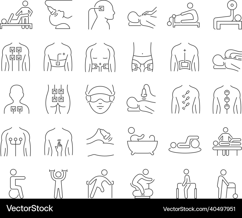 Set of linear icons physical therapy Royalty Free Vector