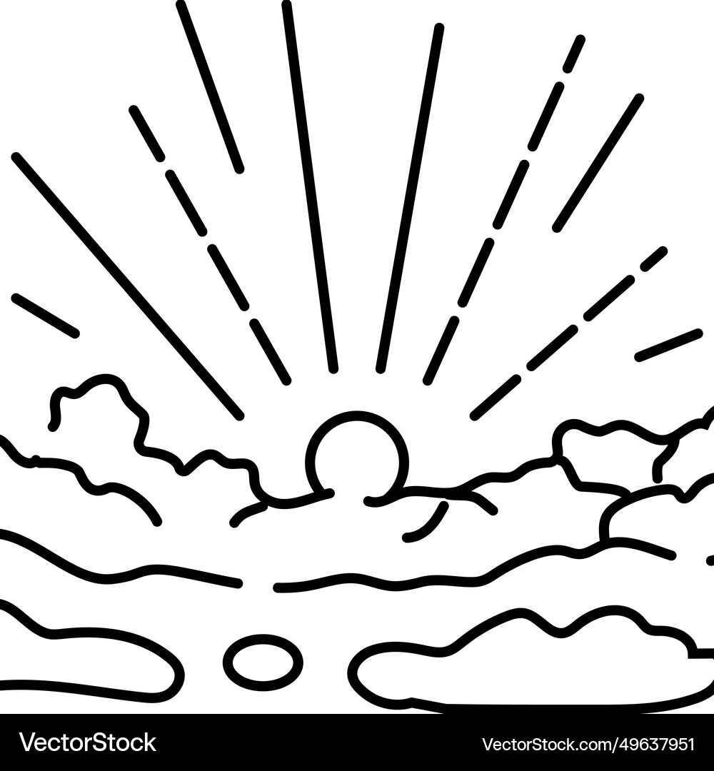 Sky sunrise sun summer sunlight line icon Vector Image
