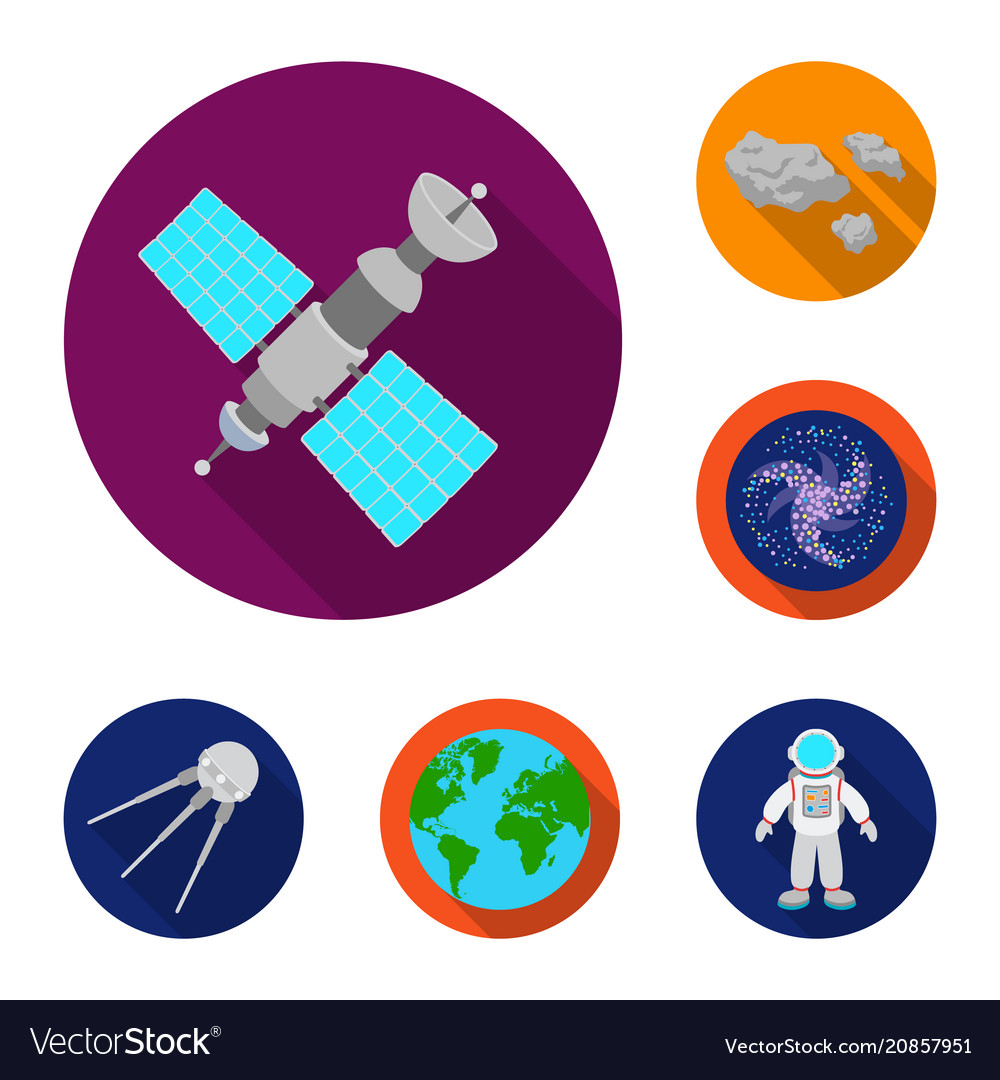 Space technology flat icons in set collection Vector Image