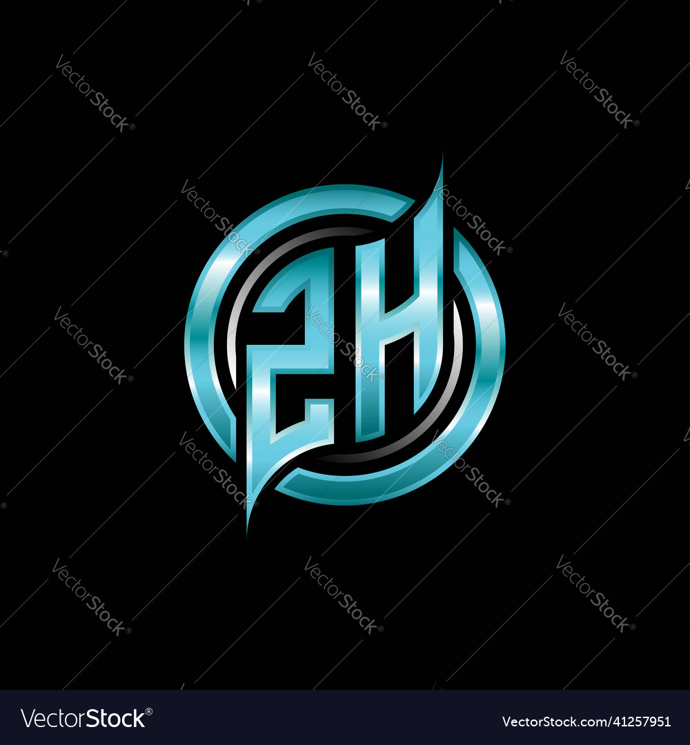 Zh initial monogram logo circle rounded Royalty Free Vector