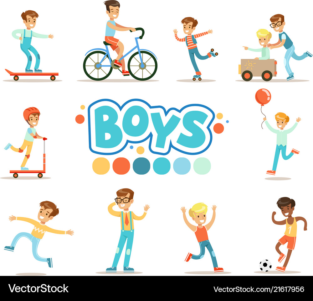 Active Boys and Childhood Fun Royalty Free Vector Image