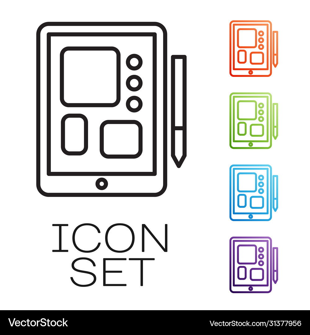 Black line graphic tablet icon isolated on white Vector Image