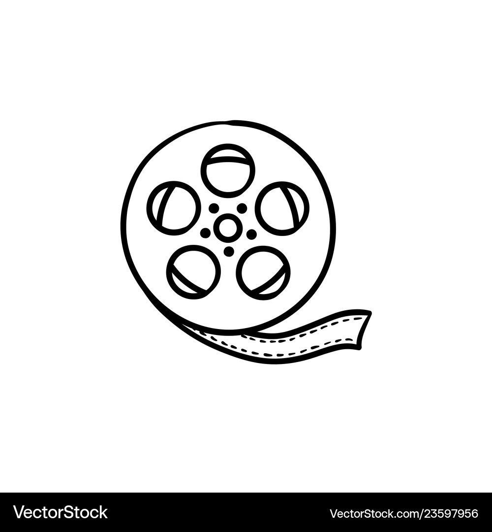 Film Reel Hand Drawn Doodle Icon Royalty Free Vector Image