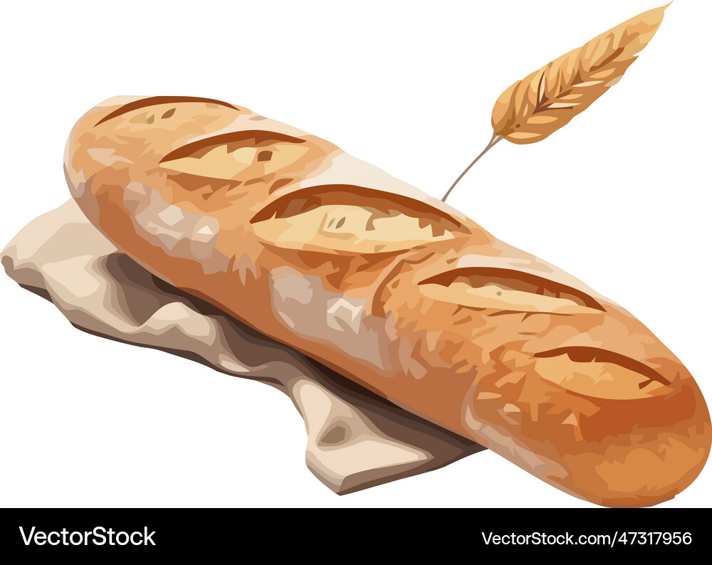 Freshly baked baguette meat Royalty Free Vector Image