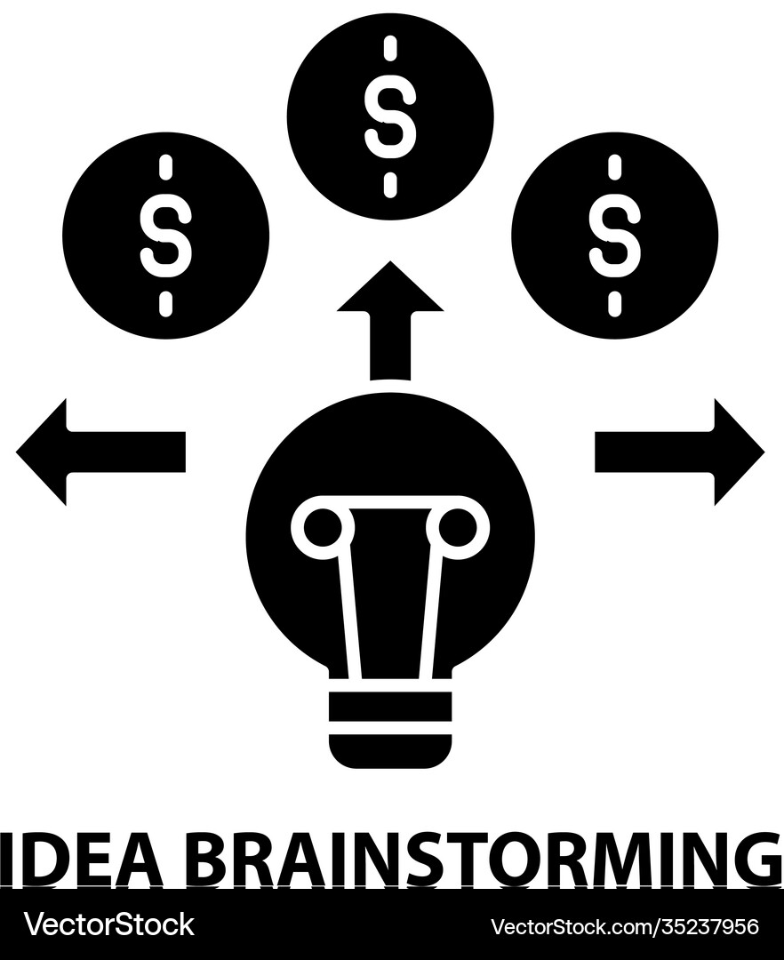 Idea brainstorming symbol icon black sign Vector Image