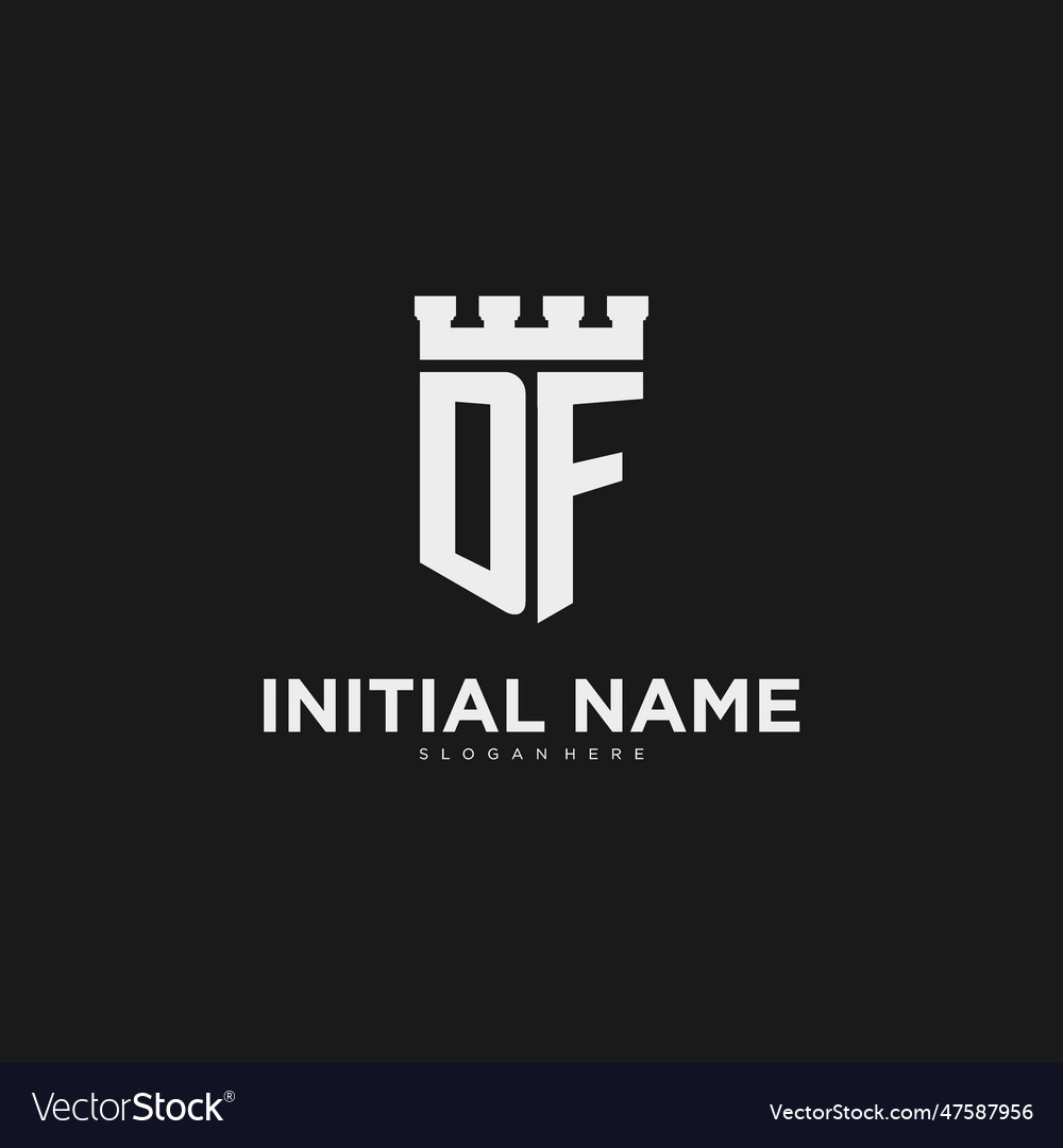 Initials df logo monogram with shield and Vector Image