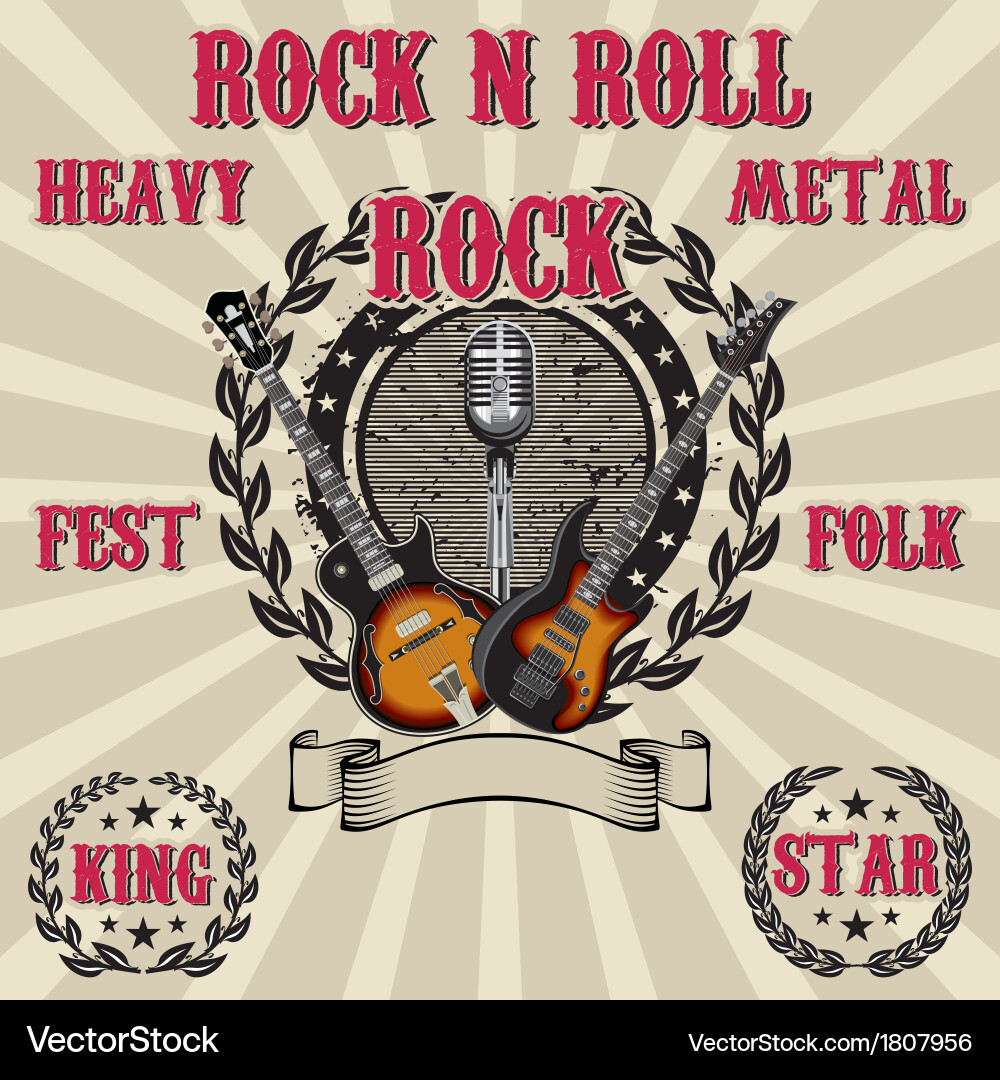 Label in rock music with inscriptions Royalty Free Vector