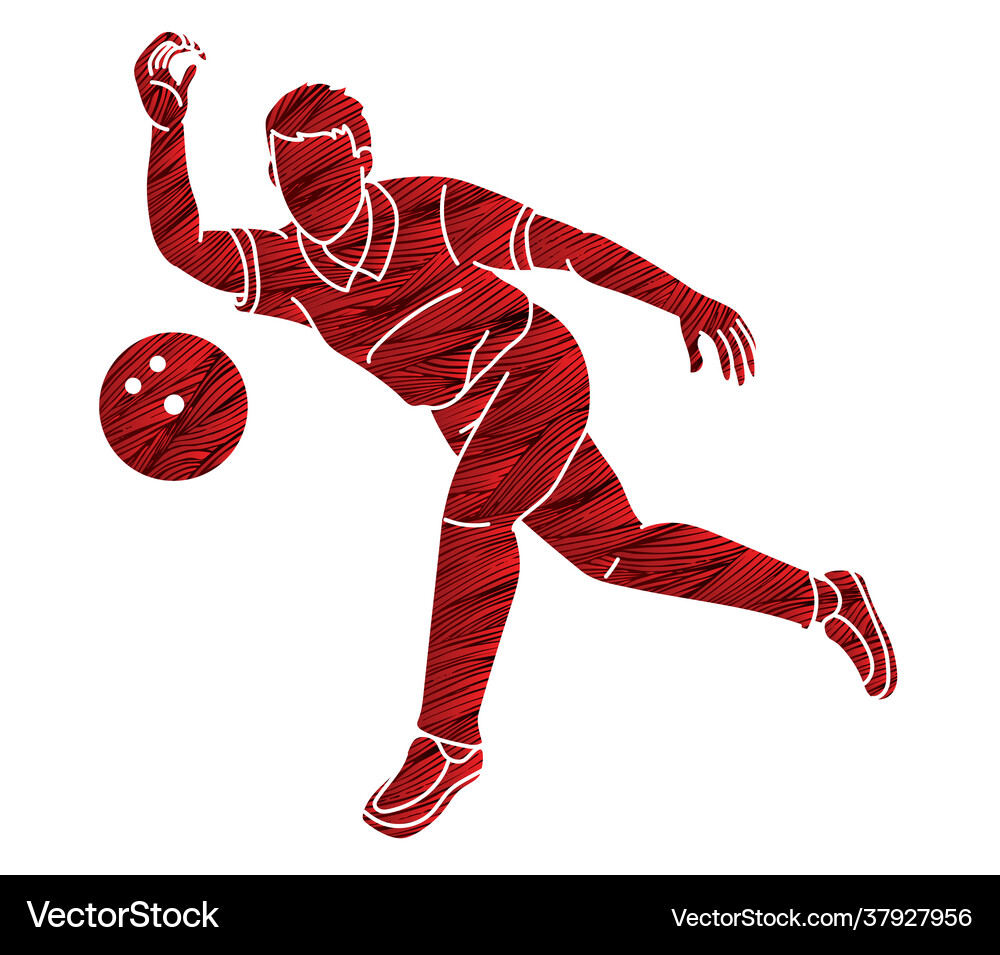 Male Bowler in Action Royalty Free Vector Image