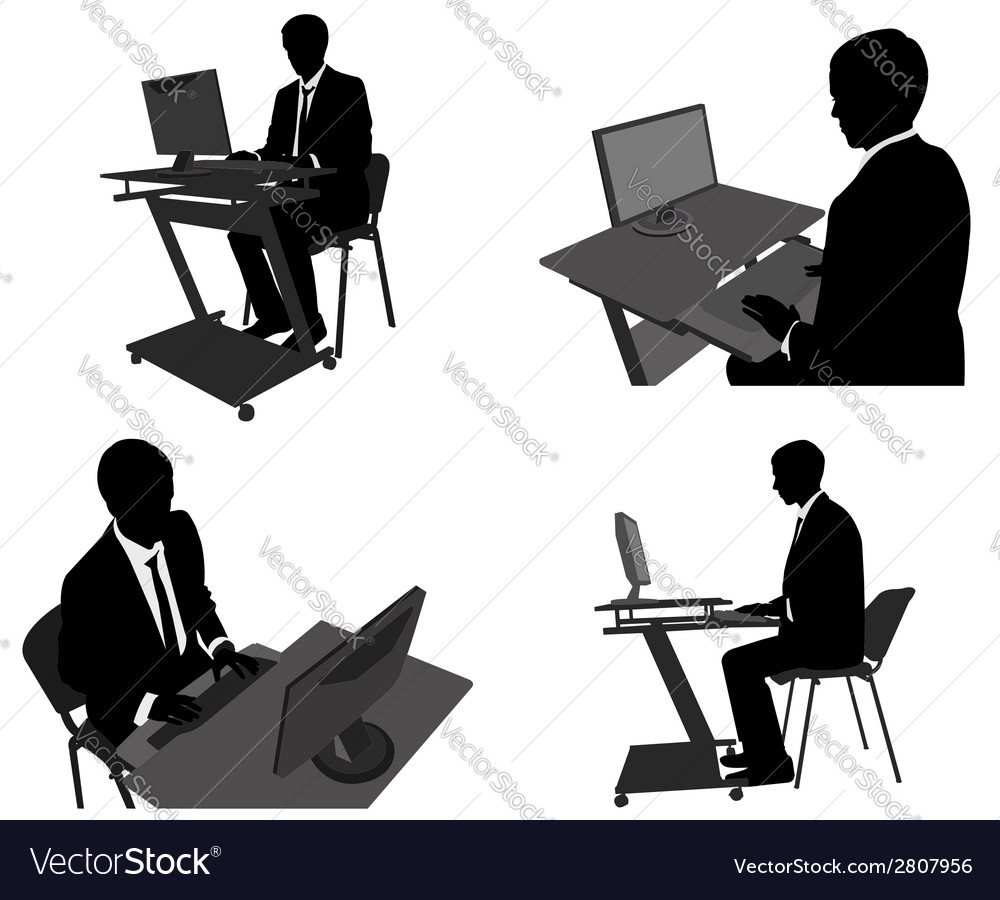 Man working on computer Royalty Free Vector Image