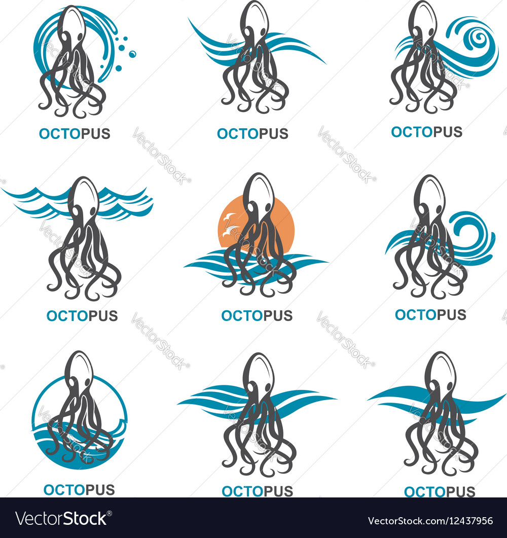 Set octopus Royalty Free Vector Image - VectorStock