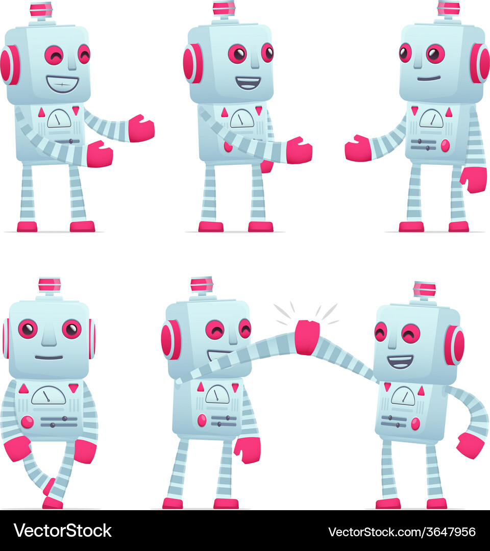 Set of robot character in different poses Vector Image