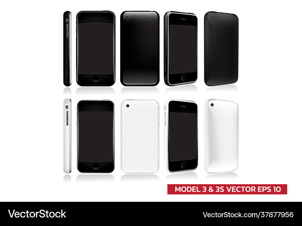 Set second generation model smartphone Royalty Free Vector