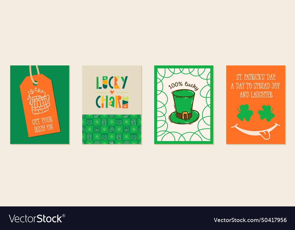 St patricks day printable poster set in doodle Vector Image