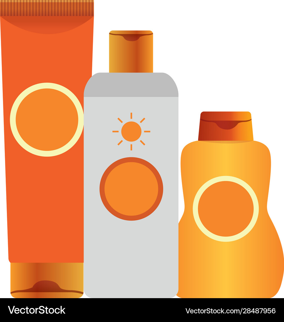 Sunscreens bottles icon colorful design Royalty Free Vector