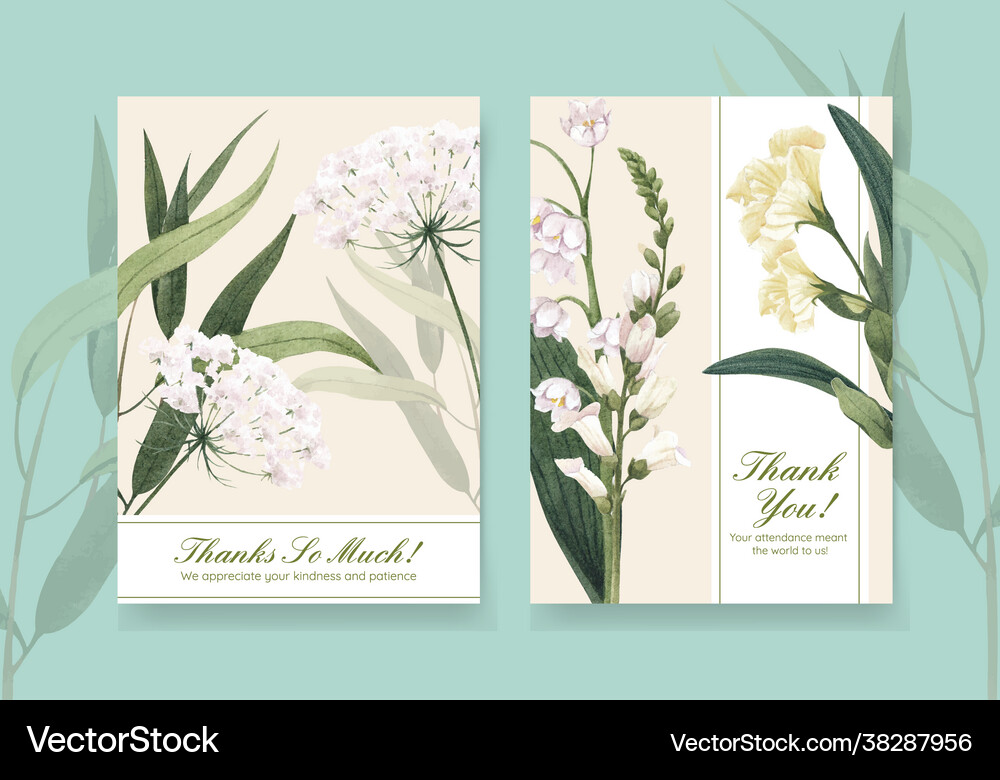Thank you card template with spring flower Vector Image