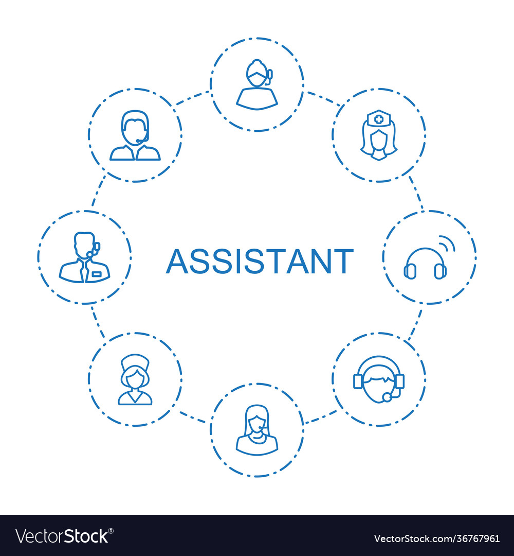 8 assistant icons Royalty Free Vector Image - VectorStock