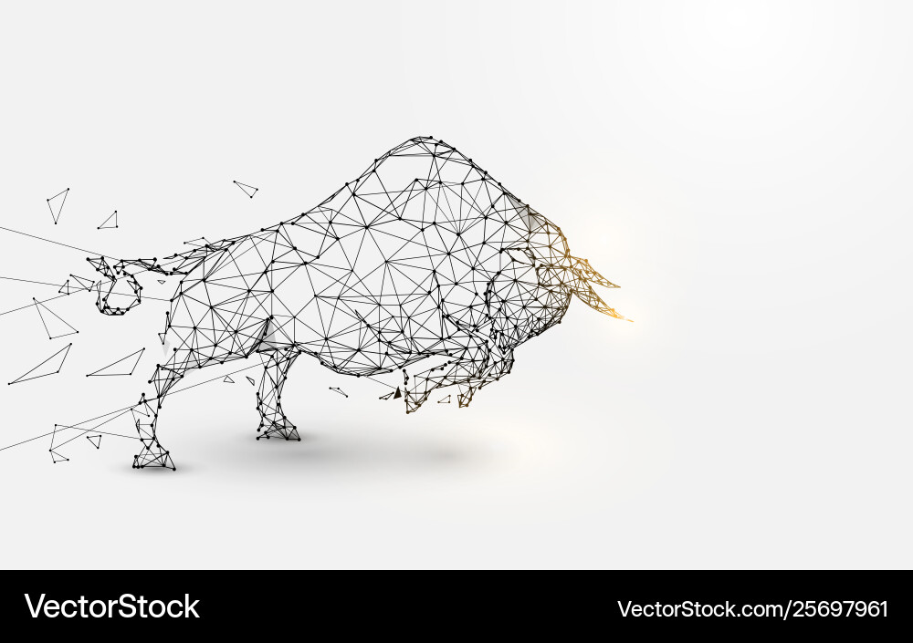 Angry bull lines triangles and particle style Vector Image