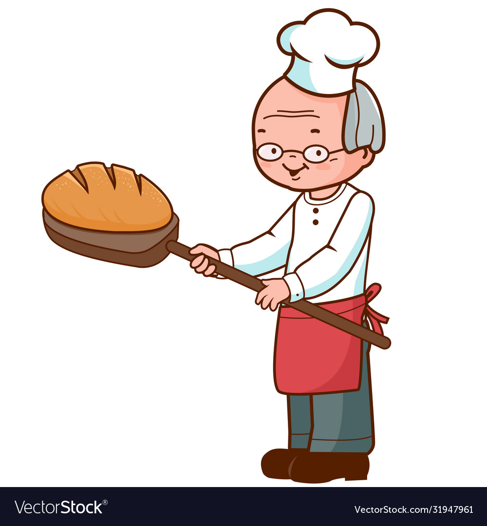 Baker with bread Royalty Free Vector Image - VectorStock