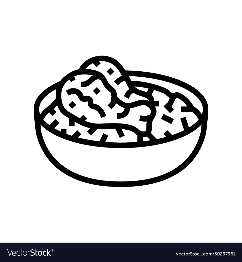 Biryani Indian Cuisine Line Icon Royalty Free Vector Image