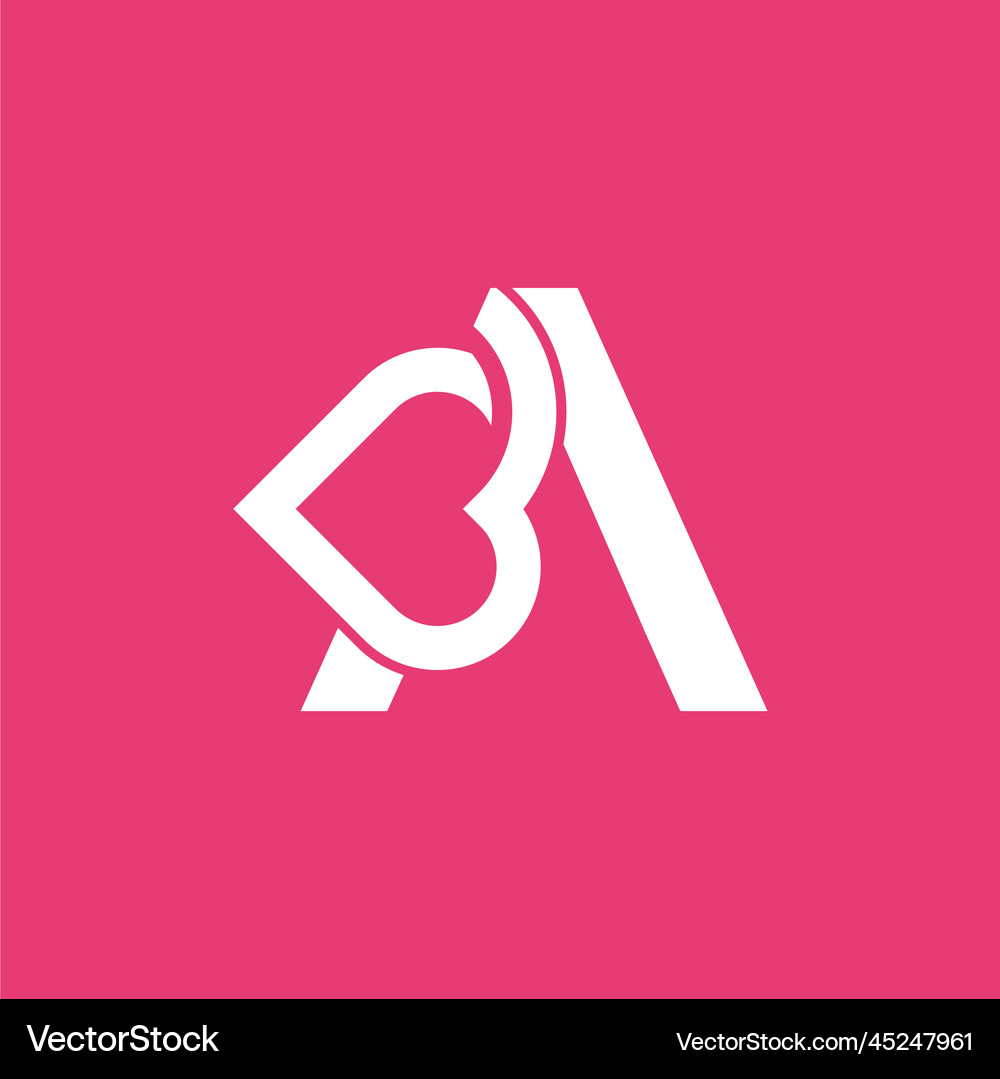 Bold logo template heart love letter Royalty Free Vector