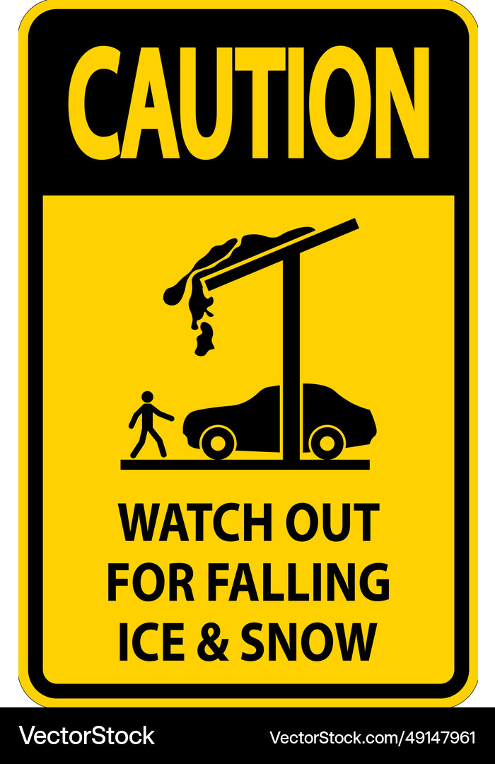 Caution sign watch out for falling ice and snow Vector Image