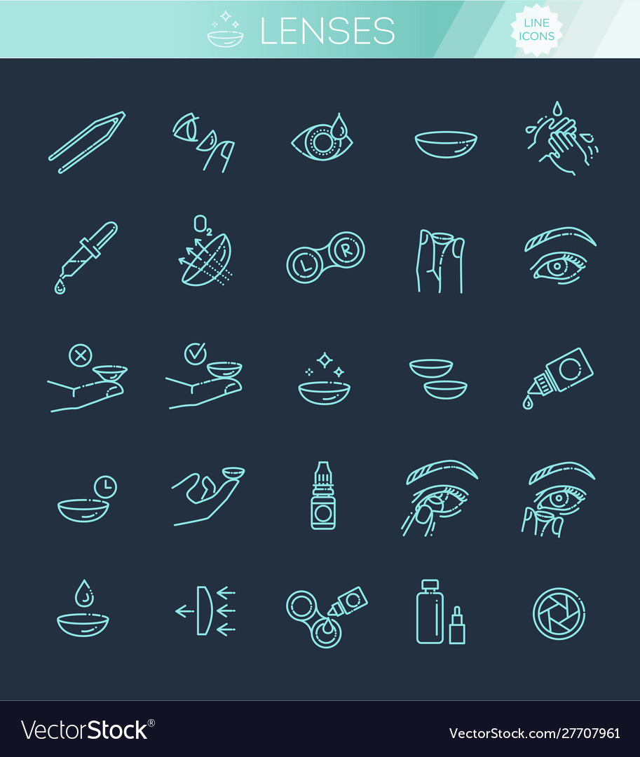Contact Lenses Icon Set Flat Design Style Vector Image