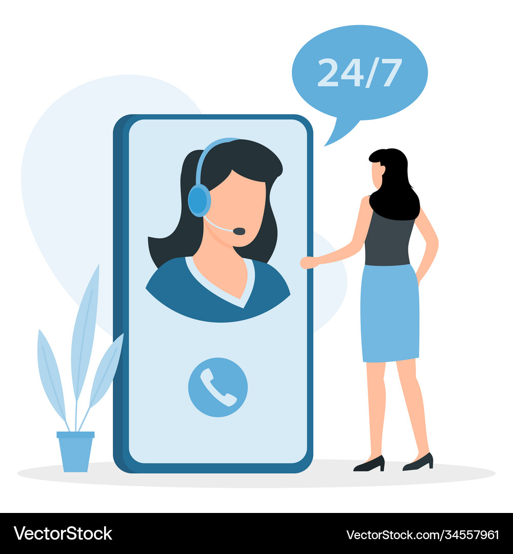 Customer service woman hotline operator advises Vector Image