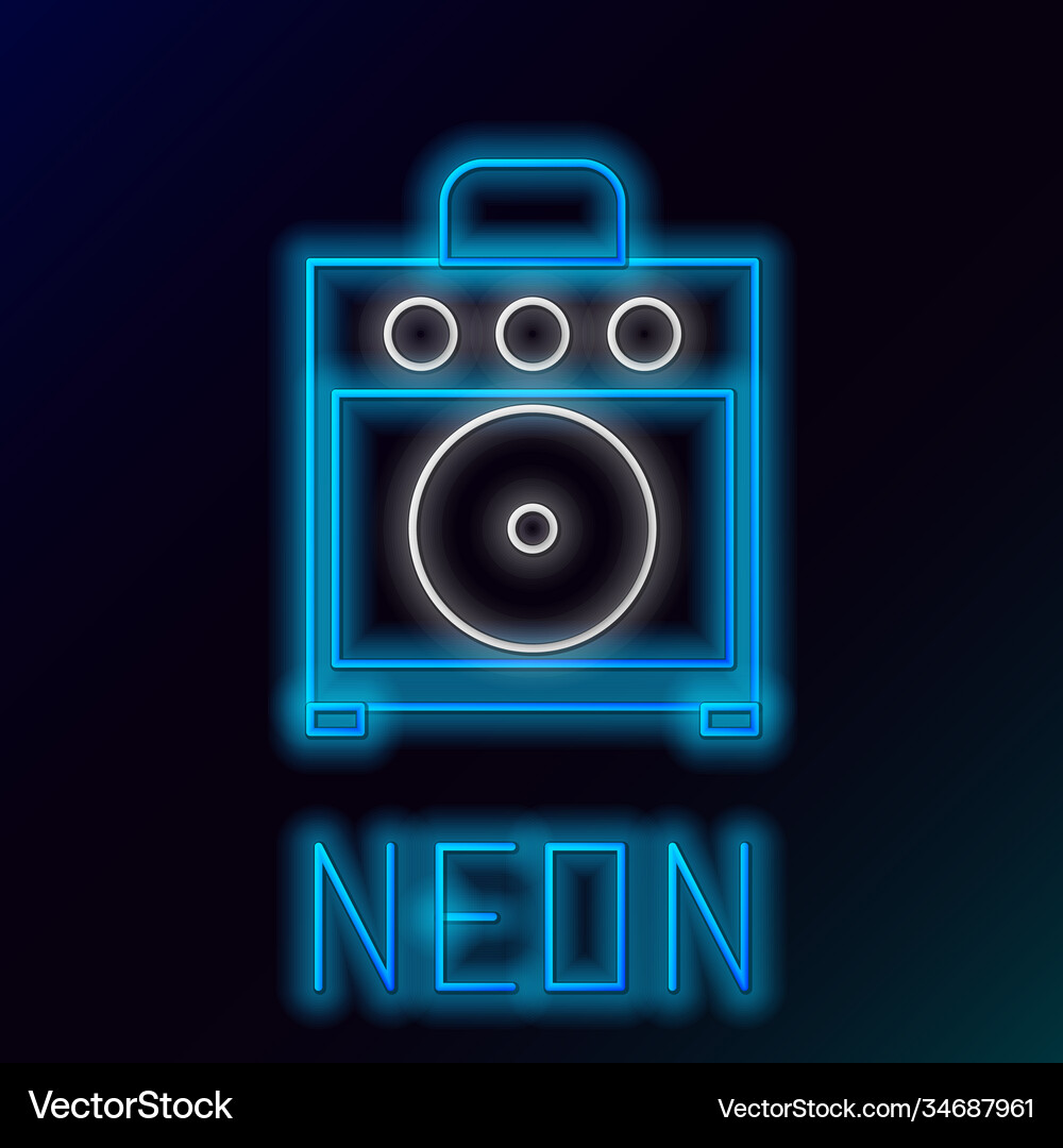 Glowing neon line guitar amplifier icon isolated Vector Image