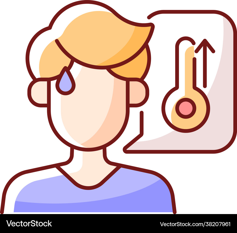 High body temperature rgb color icon Royalty Free Vector