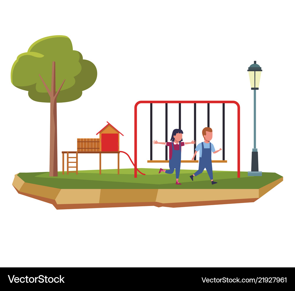 Kids at park cartoons Royalty Free Vector Image