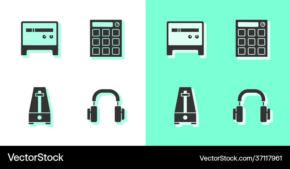 Set headphones guitar amplifier metronome Vector Image