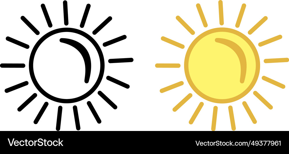 Sun icons weather sunny Royalty Free Vector Image