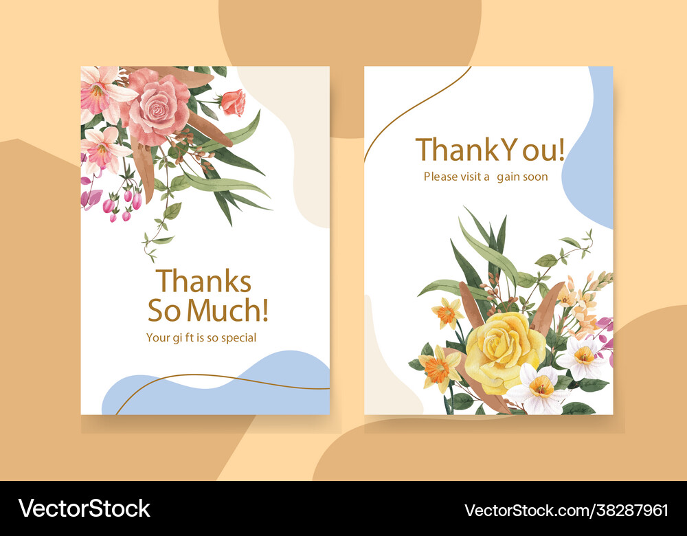 Thank you card template with spring flower Vector Image