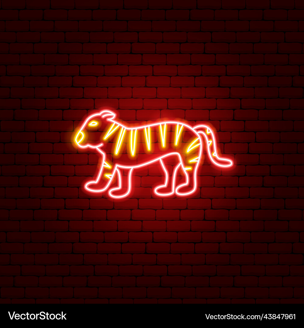Tiger chinese zodiac neon Royalty Free Vector Image