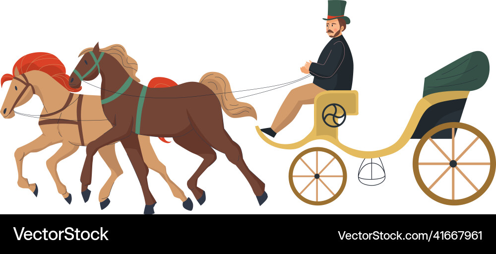 Vintage horse cart composition Royalty Free Vector Image