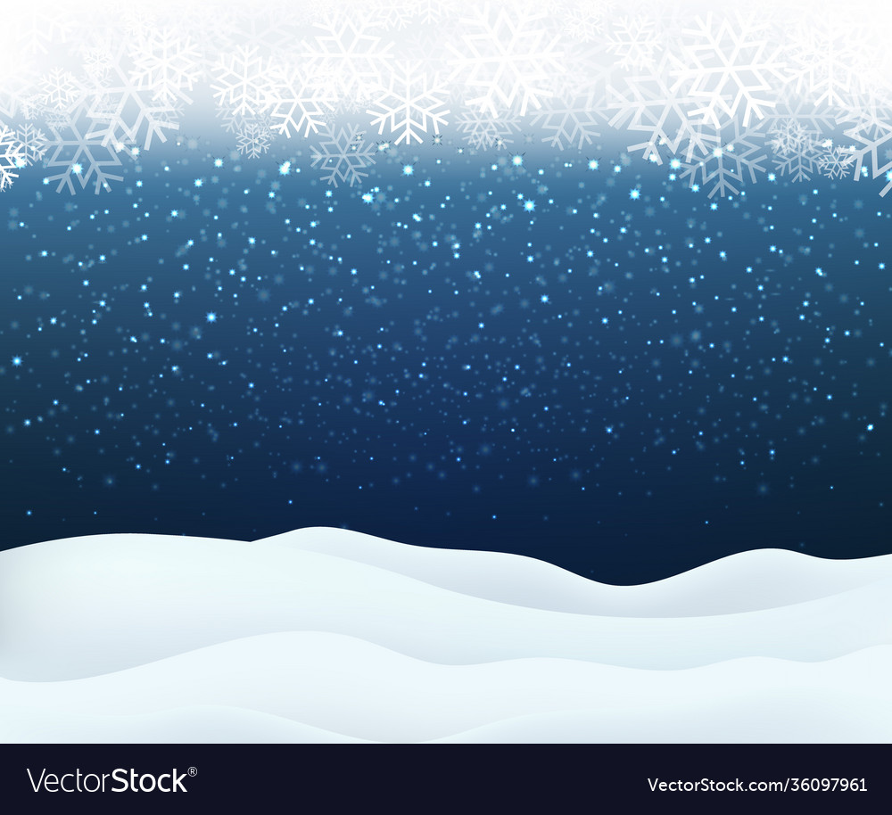 Winter landscape with snowflake and glitter Vector Image