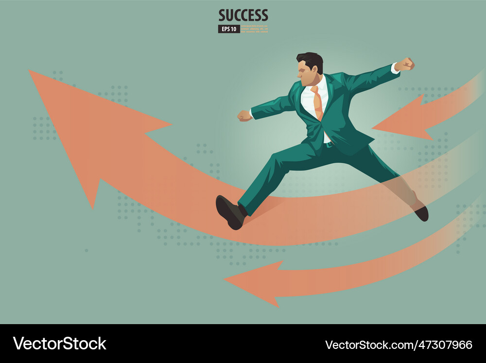 Business arrow concept with businessman Royalty Free Vector