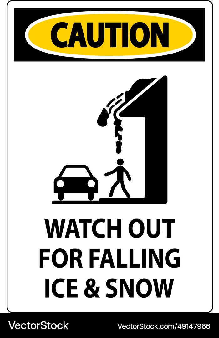 Caution sign watch out for falling ice and snow Vector Image