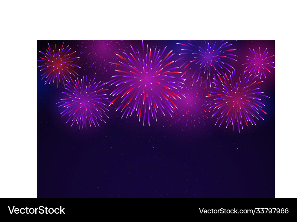 Colorful fireworks in night starry sky bright Vector Image