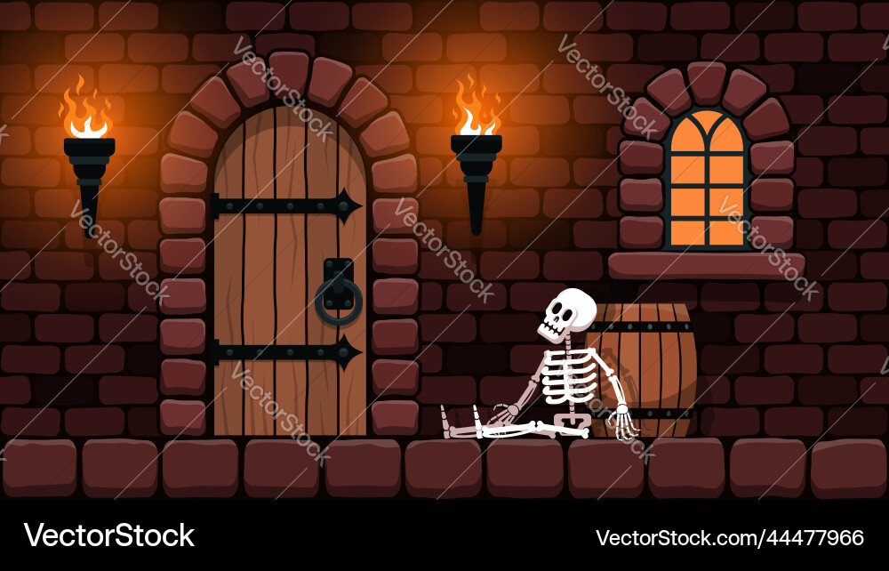 Door in the castle room Royalty Free Vector Image