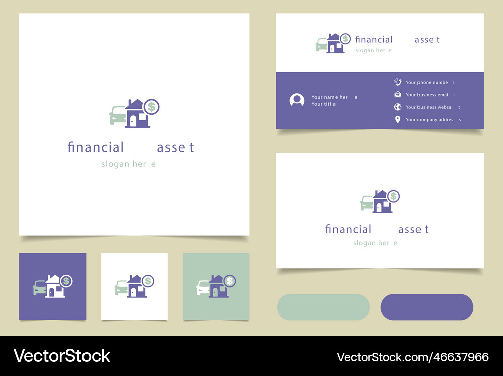 Financial asset logo design with editable slogan Vector Image