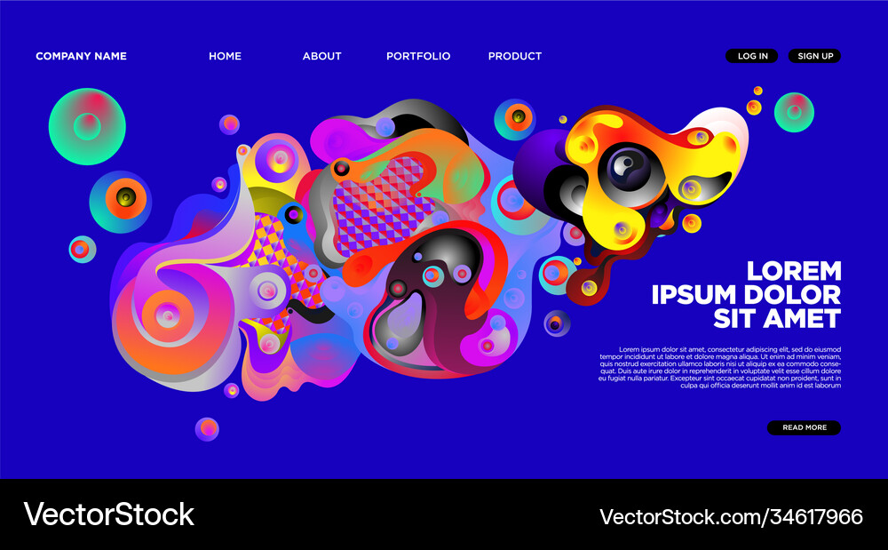 Modern abstract fluid colorful landing page Vector Image