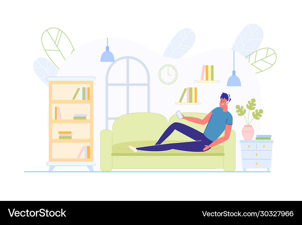 Passive rest at home on couch after hard day Vector Image