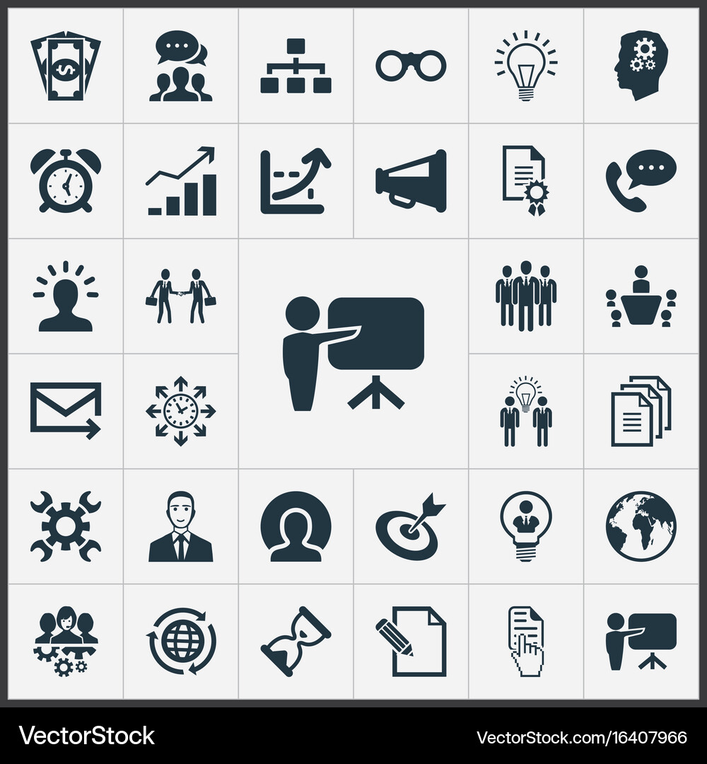 Set of simple strategy icons Royalty Free Vector Image