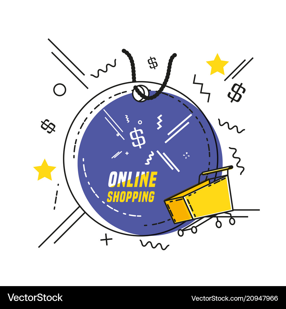 Shopping online commercial tag Royalty Free Vector Image