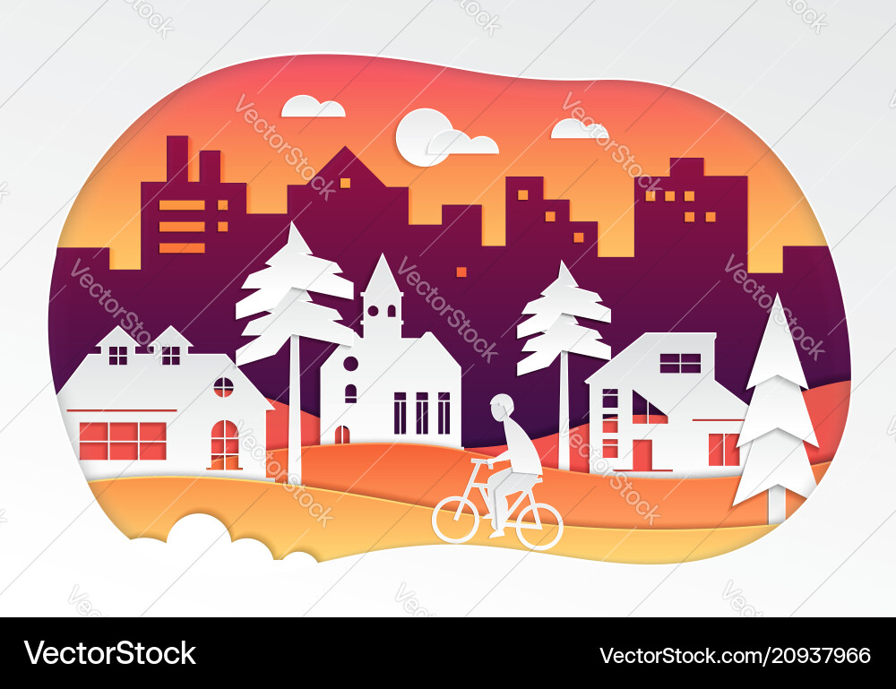 Urban landscape - modern paper cut Royalty Free Vector Image